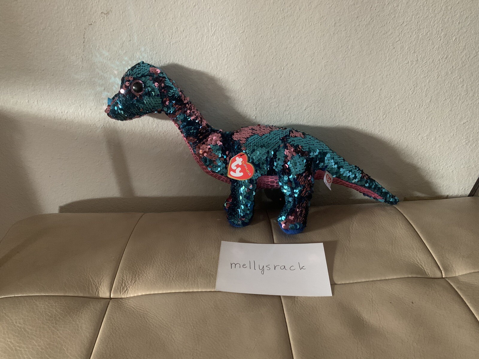 Ty Flippables Tremor Aqua & Pink Sequin Dinosaur Medium 13" SpaceX NASA ...