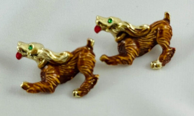Playing Dogs Scatter Pins Enamel & Rhinestone Eyes Miniature | eBay