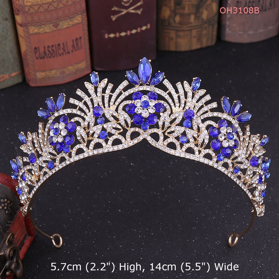 72 Styles Blue Crystal Queen Princess Tiara Crown Wedding Princess For ...