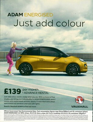 VAUXHALL CAR Magazine Print Ad ADAM 1PgVTG 2016 | eBay Australia