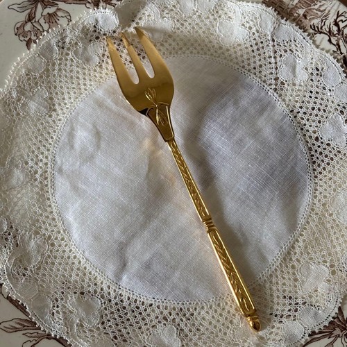 Christofle Natasha 24k gold plate dessert fork France out of print ...