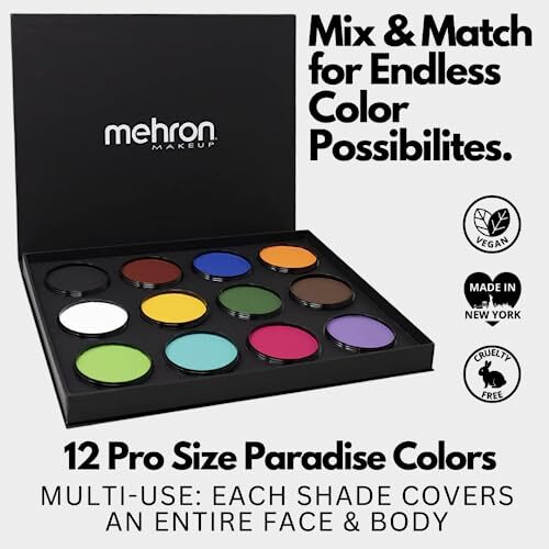 Mehron Makeup Paradise Makeup AQ ProPalette - 12 Colors | eBay