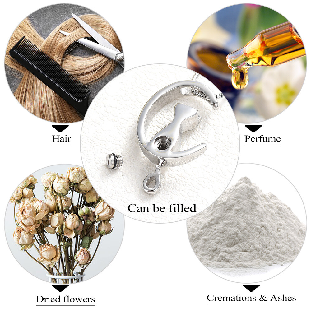 Cat Ash Necklace Urn Necklace for Ashes Moon Cremation Necklace ...