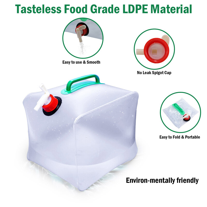 1-2Pc Collapsible Water Container with Spigot 5 Gallon Camping Water ...