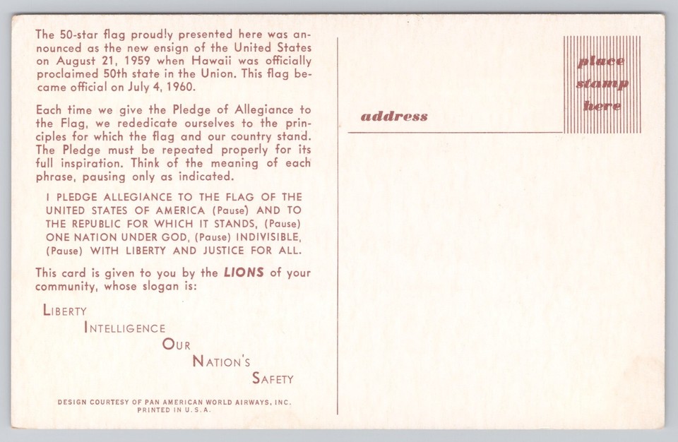 United States of America 50 Star Flag, Pledge of Allegiance, Vintage ...