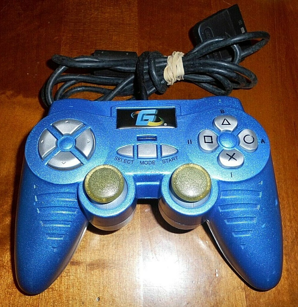 GAMESTER DUAL FORCE 2 SONY PLAYSTATION PS2 BLUE DUAL SHOCK CONTROLLER ...