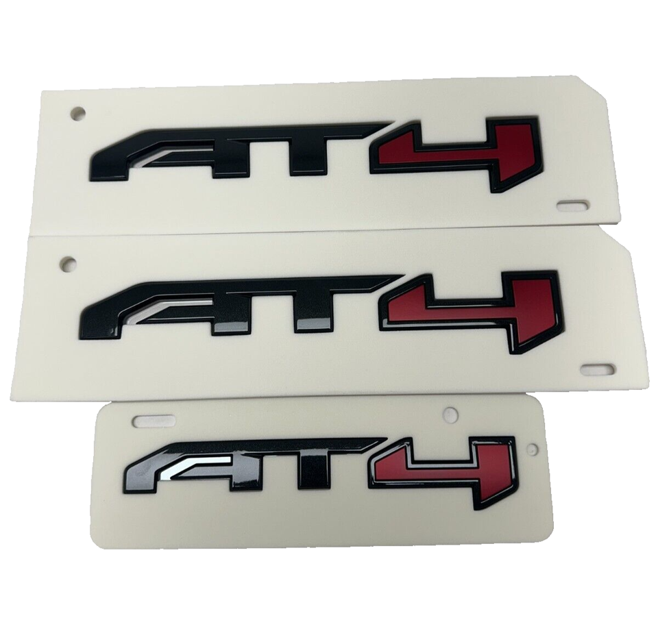 GM 3PC Set Gloss Black Red AT4 Emblems Badge Fit GMC Canyon Sierra ...