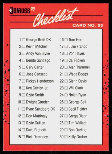 1990 Donruss Learning Series Checklist #55 BASEBALL CHECKLIST | eBay
