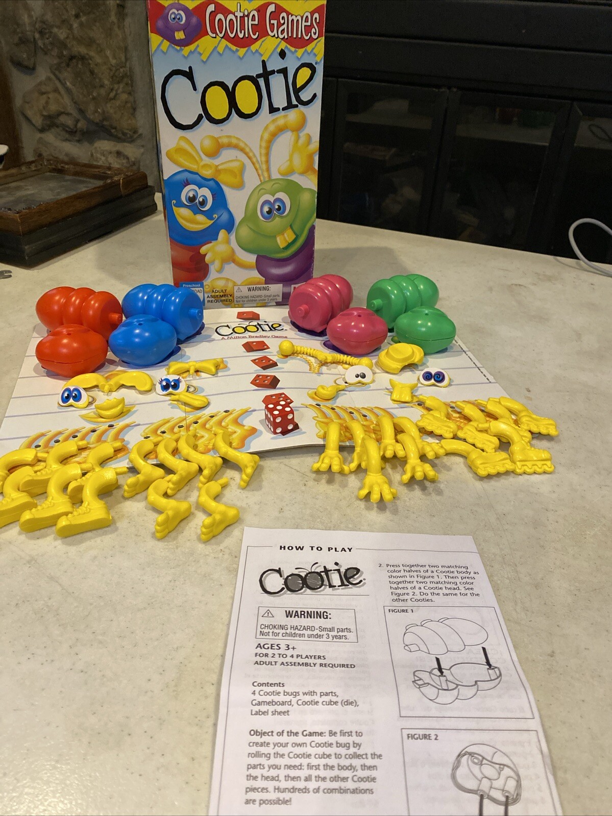 Cootie Games Vintage 1999 Build A Bug Game Milton Bradley Complete 9 ...
