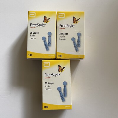3 Pack Freestyle 28 Gauge Sterile Lancets - Pack of 100 | eBay