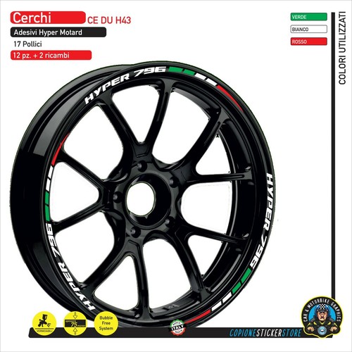 Stickers Wheels Compatible DUCATI Hypermotard 796 Green Red White Du ...