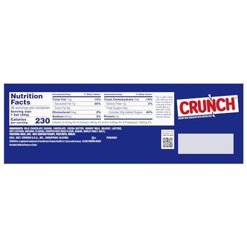 CRUNCH, Bulk 36 Pack, Milk Chocolate and Crisped Rice, Full Size ...