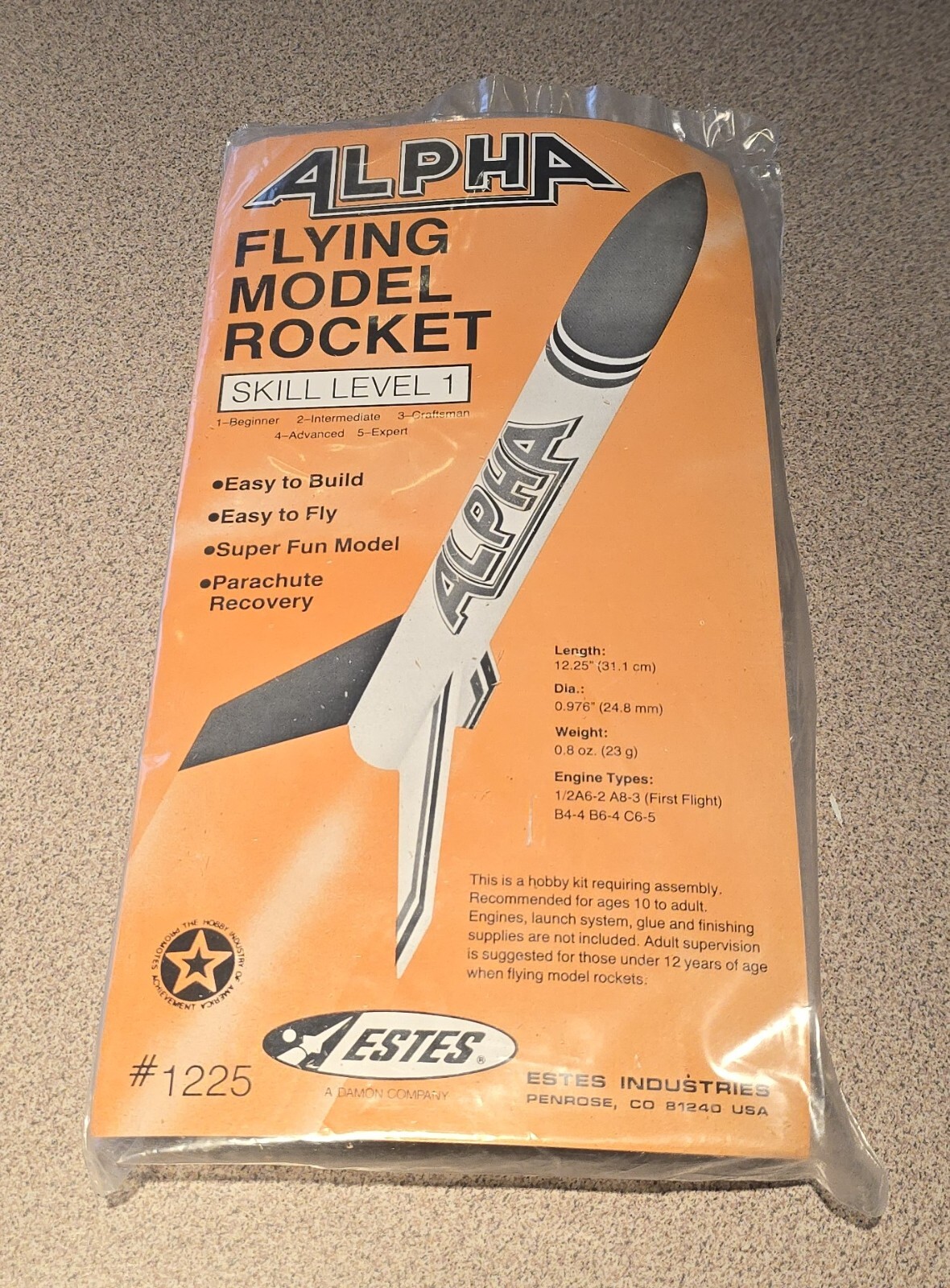 Vintage Alpha Model Rocket Kit - Estes Industries - #1225 - A Damon ...
