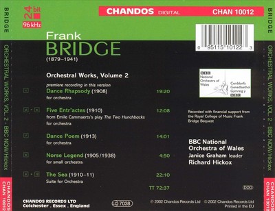 RICHARD HICKOX FRANK BRIDGE: THE SEA; DANCE POEM; DANCE RHAPSODY NEW CD ...