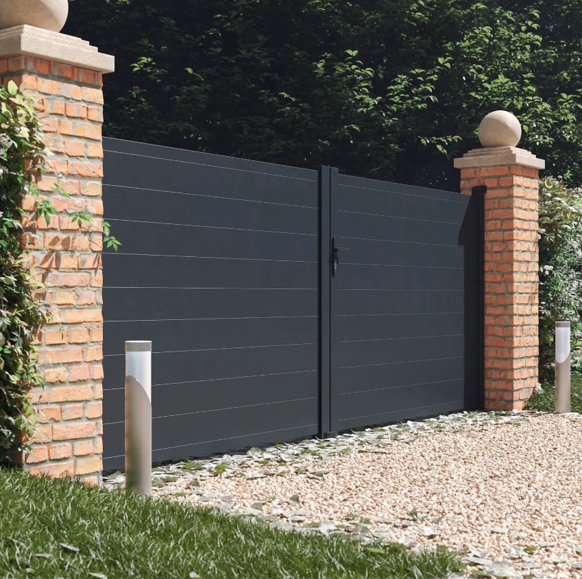 BillyOh Valencia Double Swing Driveway Aluminium Gates with Horizontal ...