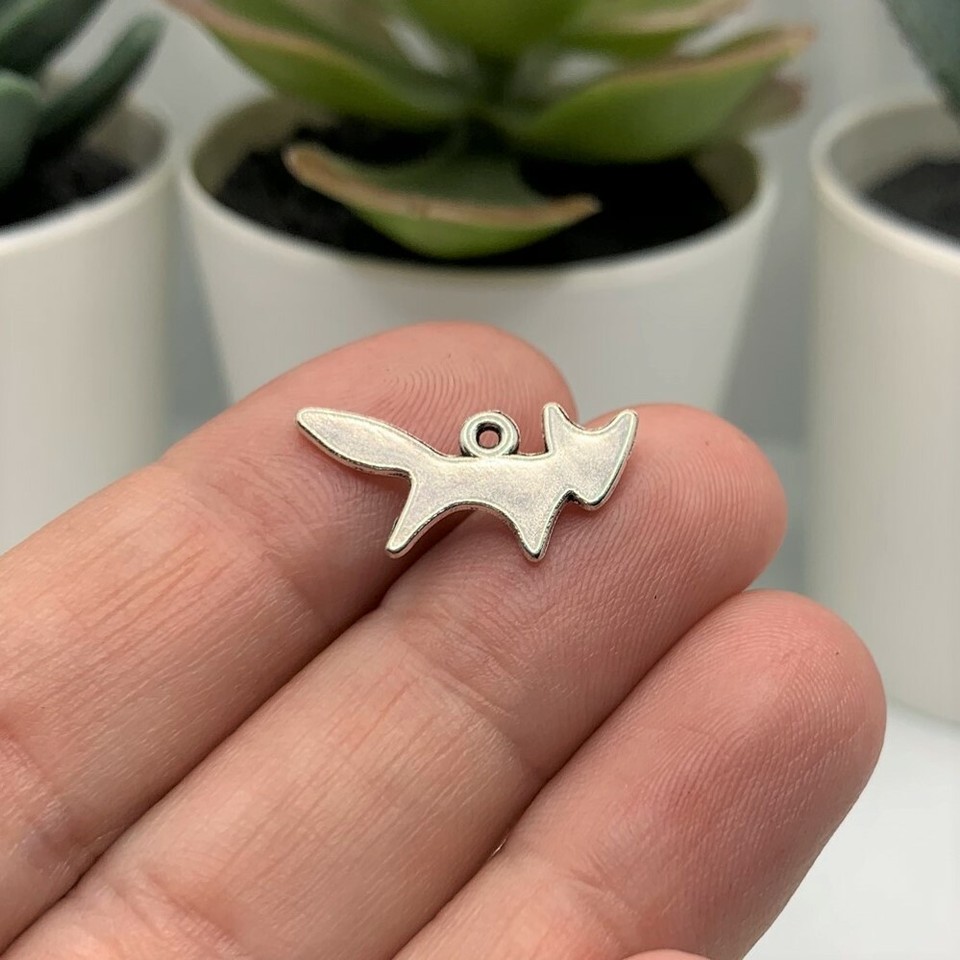 4, 20 or 50 BULK pcs Silver toned Long Fox Charm, 10x20 mm - US Seller ...