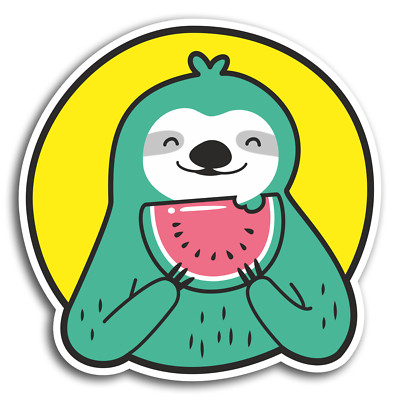 2 x 10cm Watermelon Sloth Funny Vinyl Stickers - Sticker Laptop Luggage ...