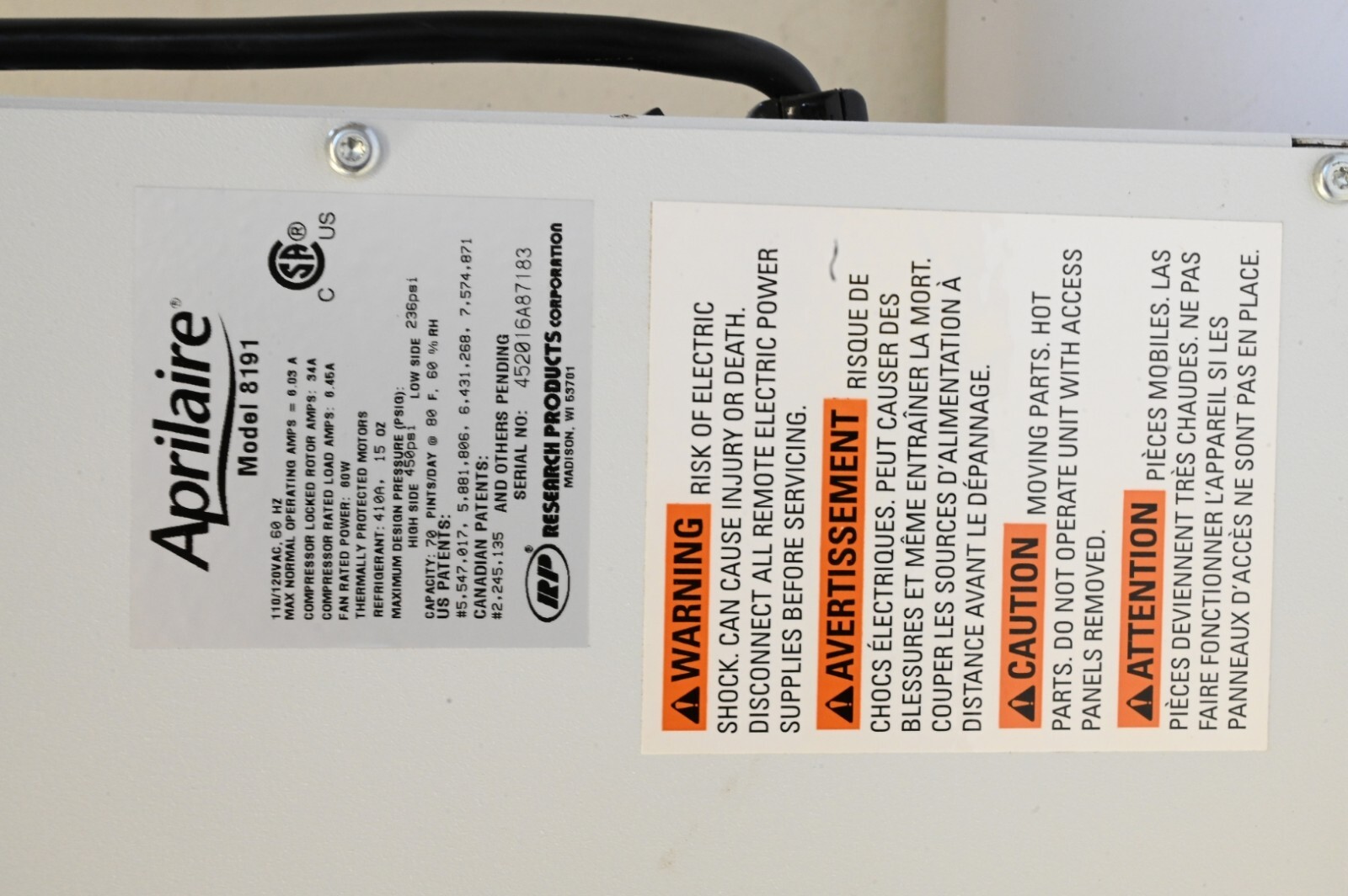 Aprilaire 8191 Fresh Air Ventilator w/ Dehumidification 100 CFM (70 ...