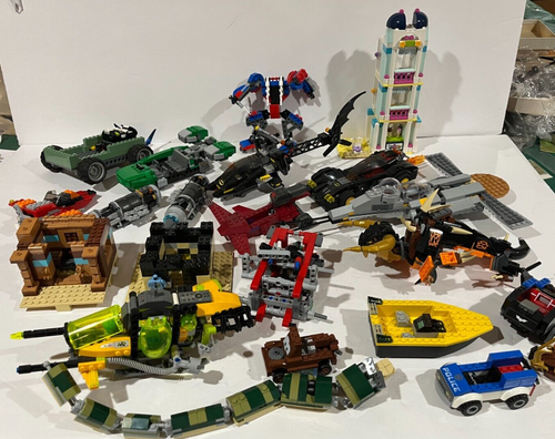 lego incomplete set lot batmobile, helicopter, vehicles, boat, no ...