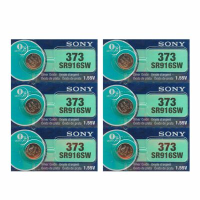 6 NEW SONY 373 SR916SW SR916 silver oxide watch battery - JAPAN - USA ...