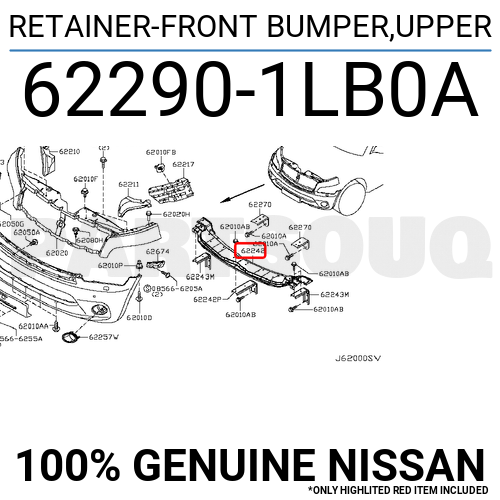 622901LB0A Genuine Nissan RETAINER-FRONT BUMPER,UPPER 62290-1LB0A | eBay