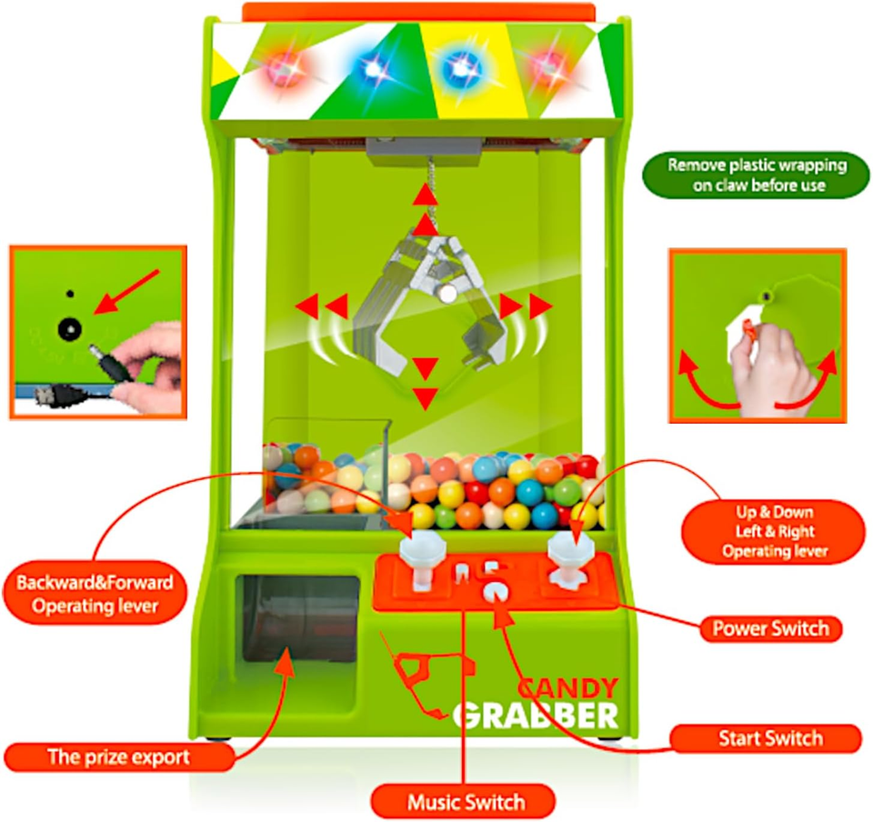 Claw Machine Arcade Grabber, Plushies Gift Candy Prize Figures Capsules ...