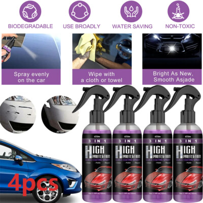 4Pcs High Protection Quick Car Coat Ceramic 3 in 1 Coating Spray Fast ...