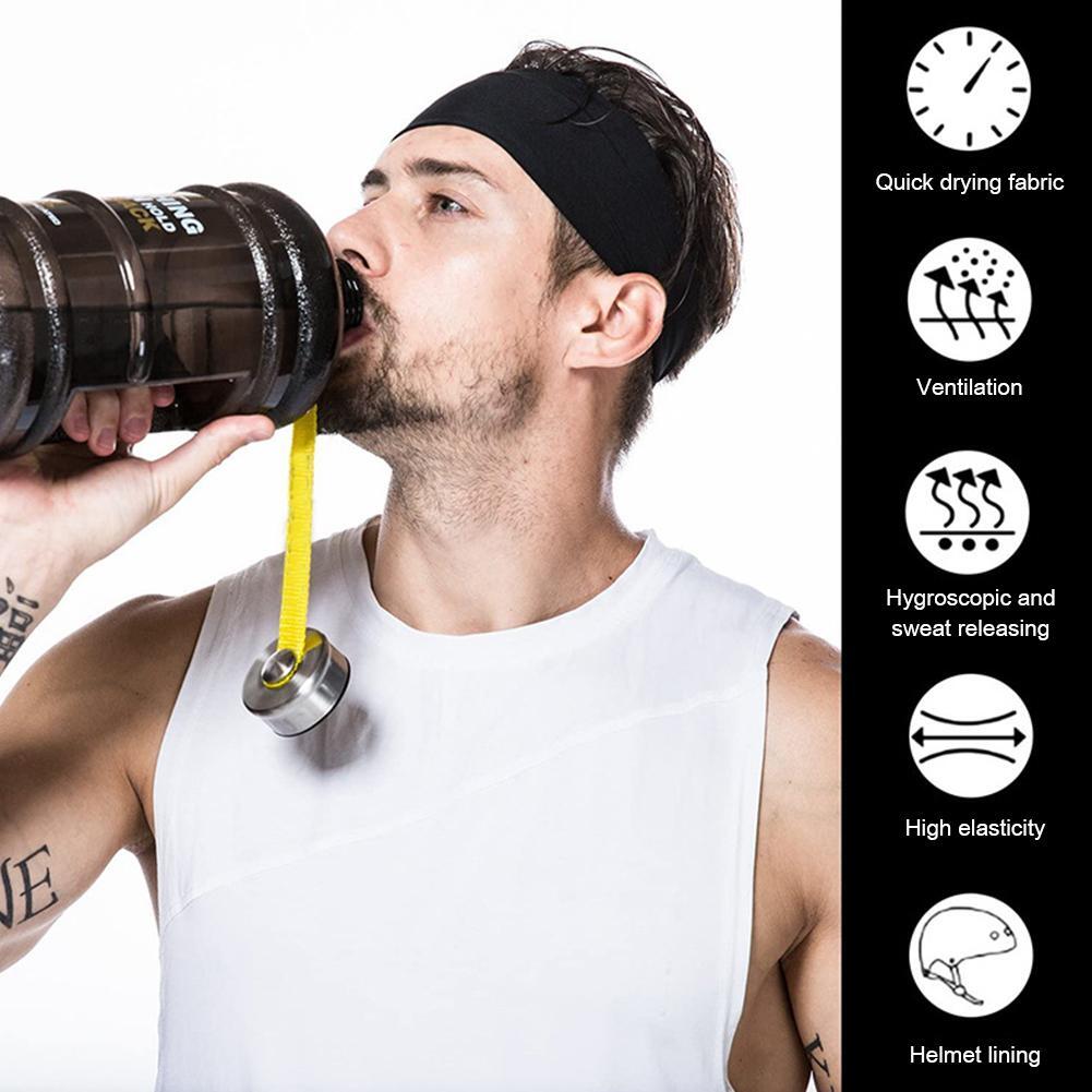 Women Men Elastic Headband Breathable Sweat Absorption Headdress (Black ...