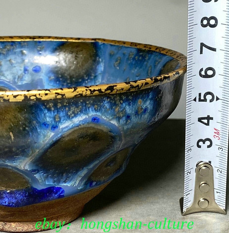 Old Chinese Dynasty Jian Kiln Porcelain Gilt Spot Point Tea Wine Bowl ...