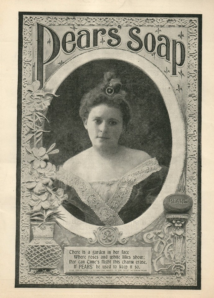 1897 Pears Soap Beauty Lady "There is a Garden in Her Face" Border Print 4996 | eBay