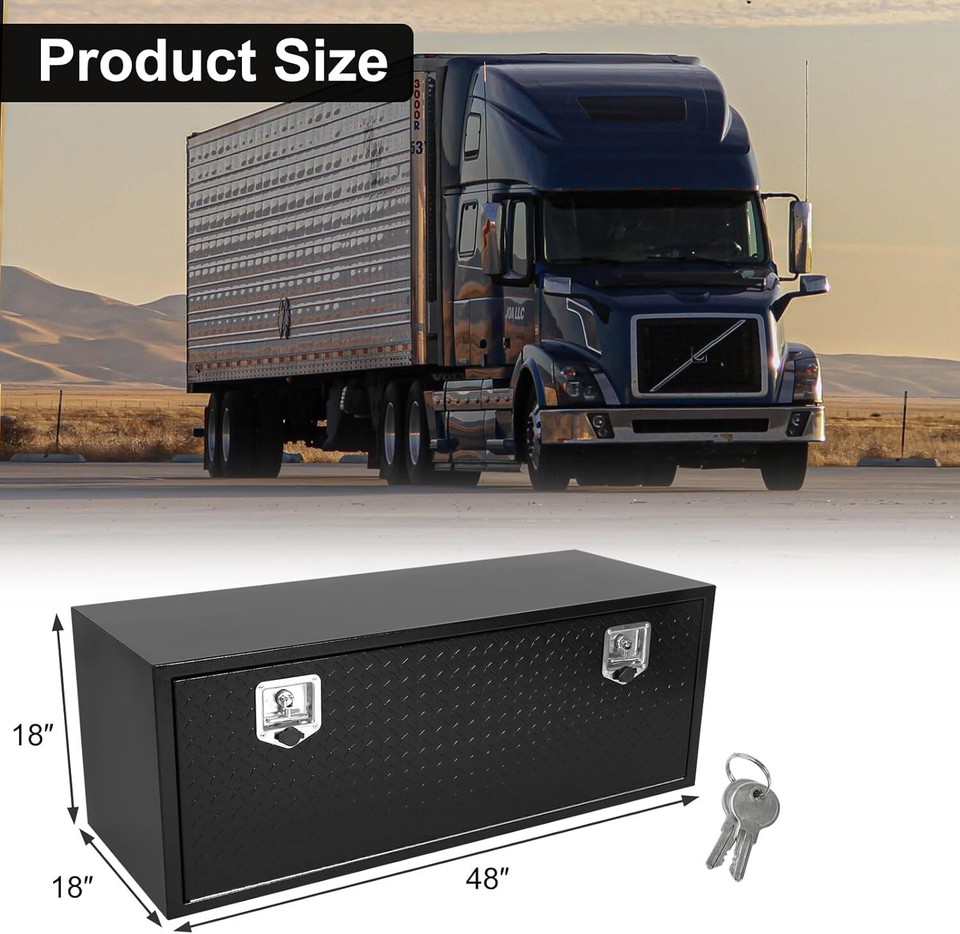 Black 48 x 18 x 18 inch Tool Box Steel Underbody Truck Tool Box w ...
