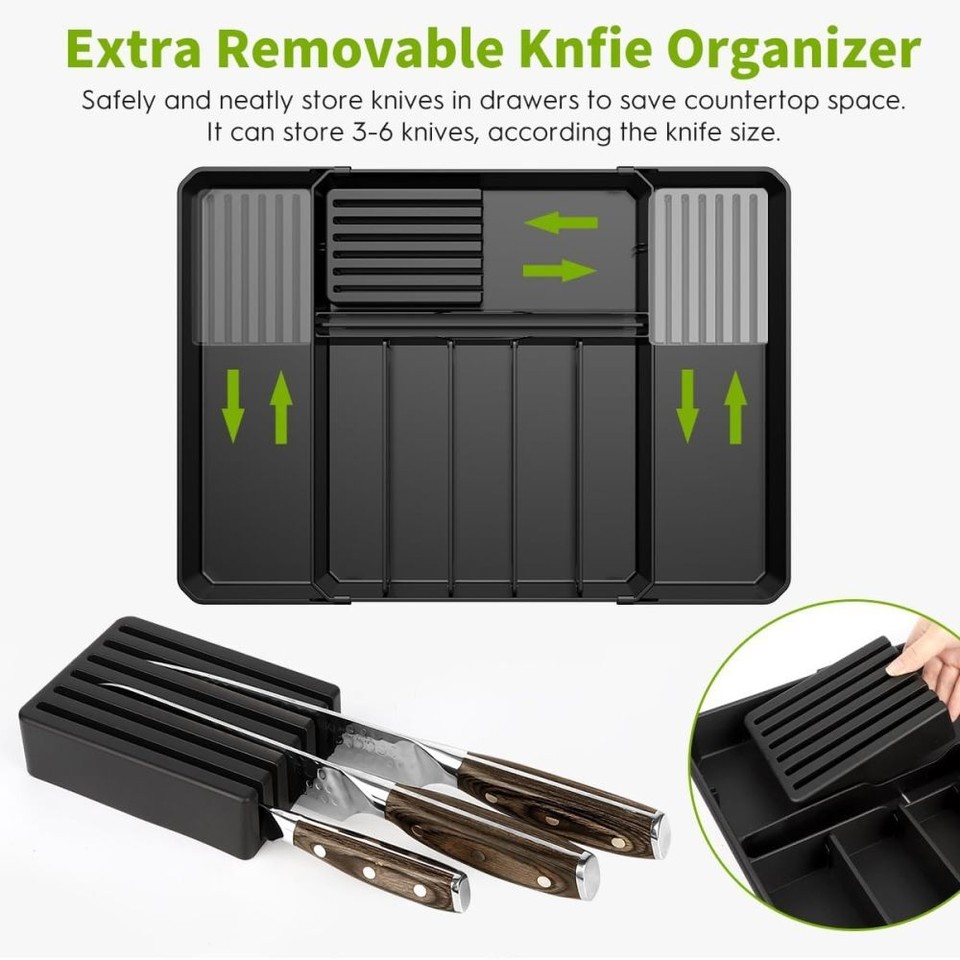 Extendable Cutlery Tray Drawer Organiser Insert For Kitchen Utensils ...