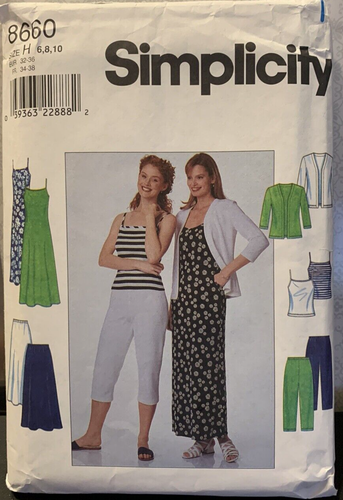 NEW Simplicity 8660 Misses sizes 6, 8, 10; knit dress/cardigan, skirt and pants | eBay
