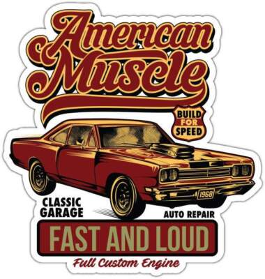 American Muscle Custom Engine Vintage Car Bumper Window Sticker Decal 4 ...