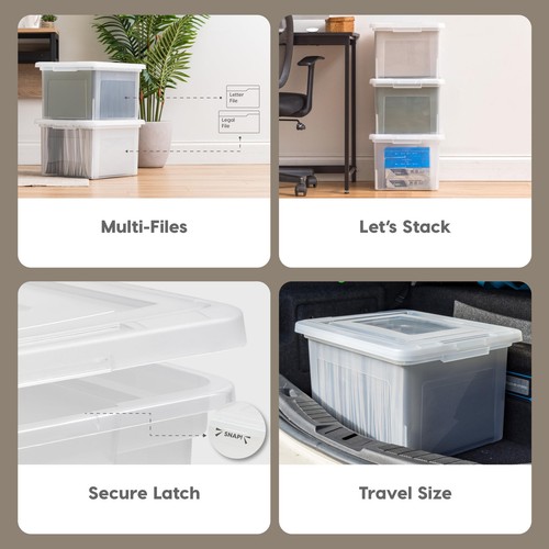 USA File Box Plastic File Organizer for Letter/Legal File, Document Box ...