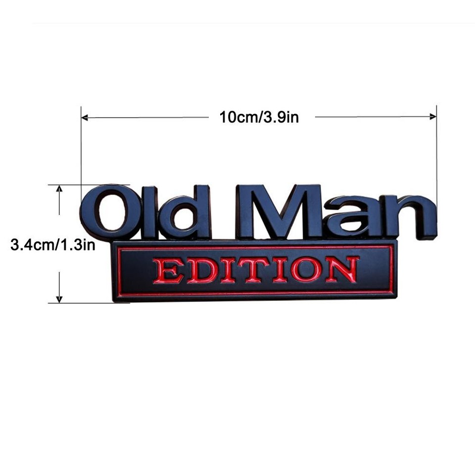 2pcs Metal Old Man Edition Emblem 3D Badge for Universal Car Truck Red ...