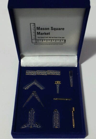 FREEMASONS WORKING TOOLS"DESK GIFT SET+VELVET BOX IN GOLD TONE! | eBay