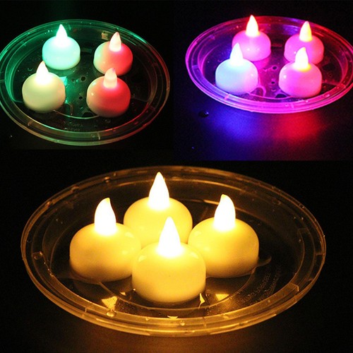 6 Flameless Floating LED tealight Candle Battery operated Multi-color ...