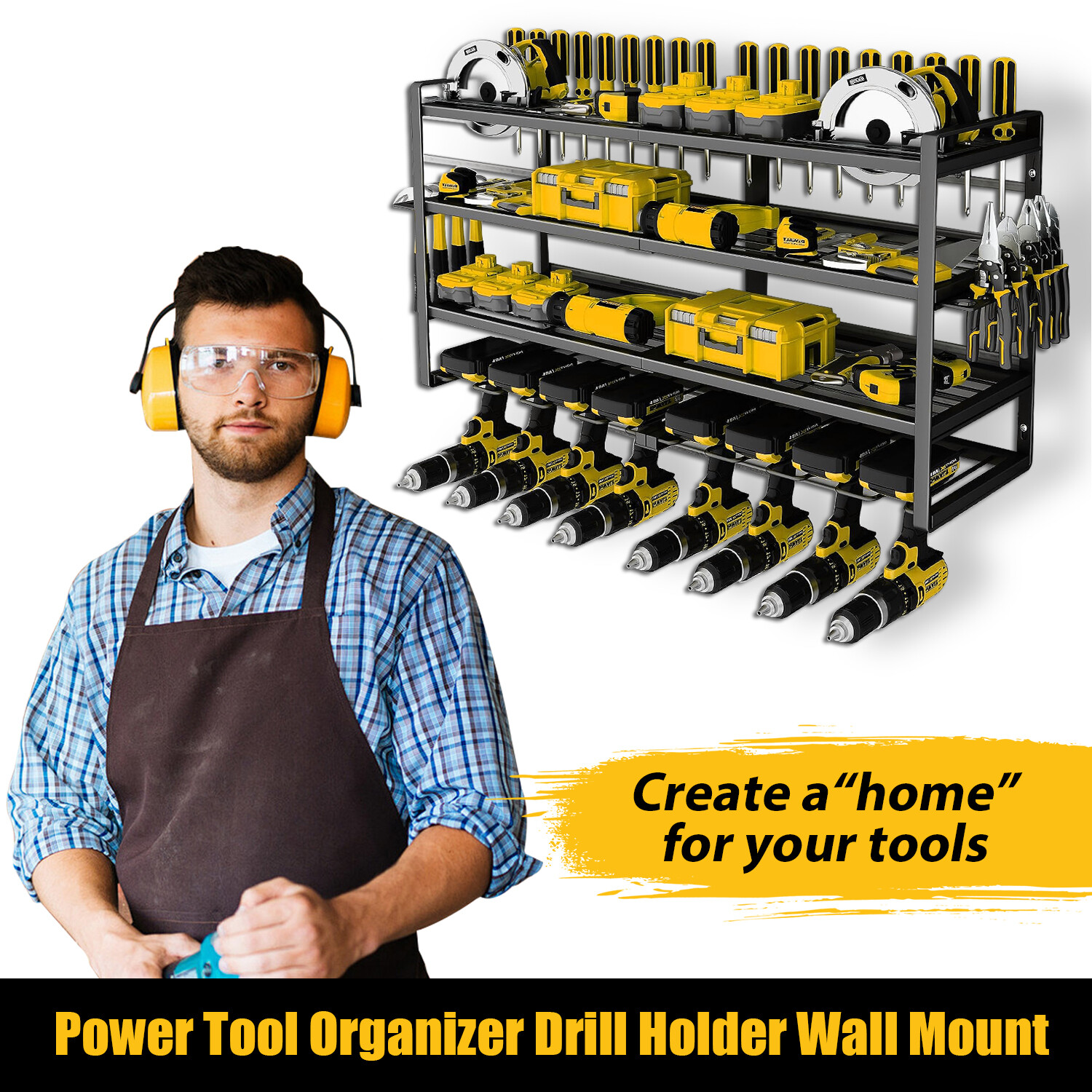 Power Tool Organizer 4 Layers Metal Power Tool Storage Rack w/Screwdriver Holder | eBay