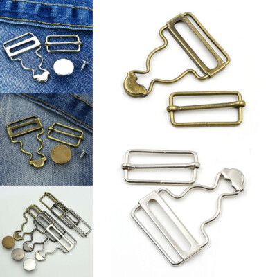 2Pcs Jean Pants Dungaree Fasteners Overall Clip Suspender Buckles ...
