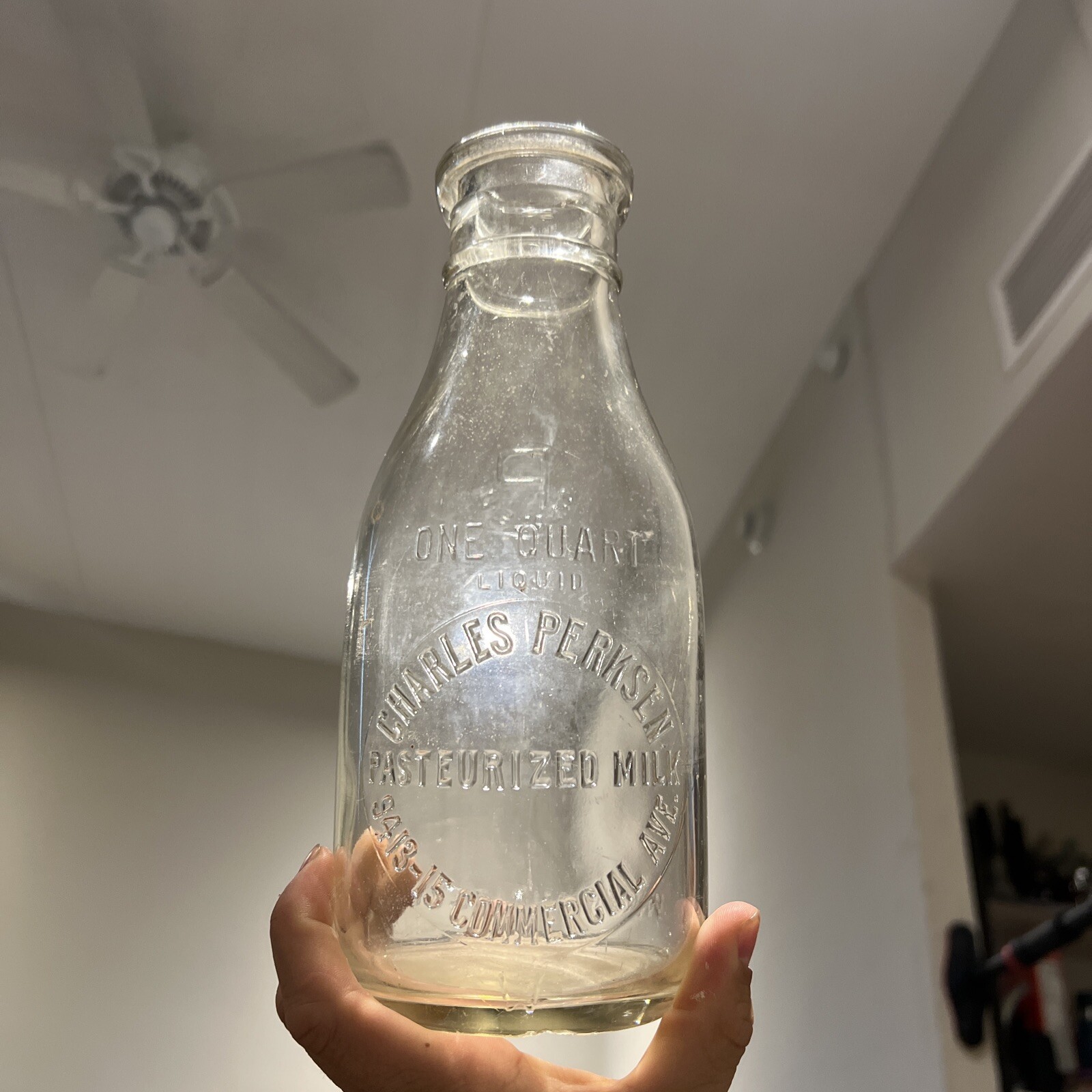 Antique Quart Milk Bottle Charles Perksen Chicago IL Slug Plate ...