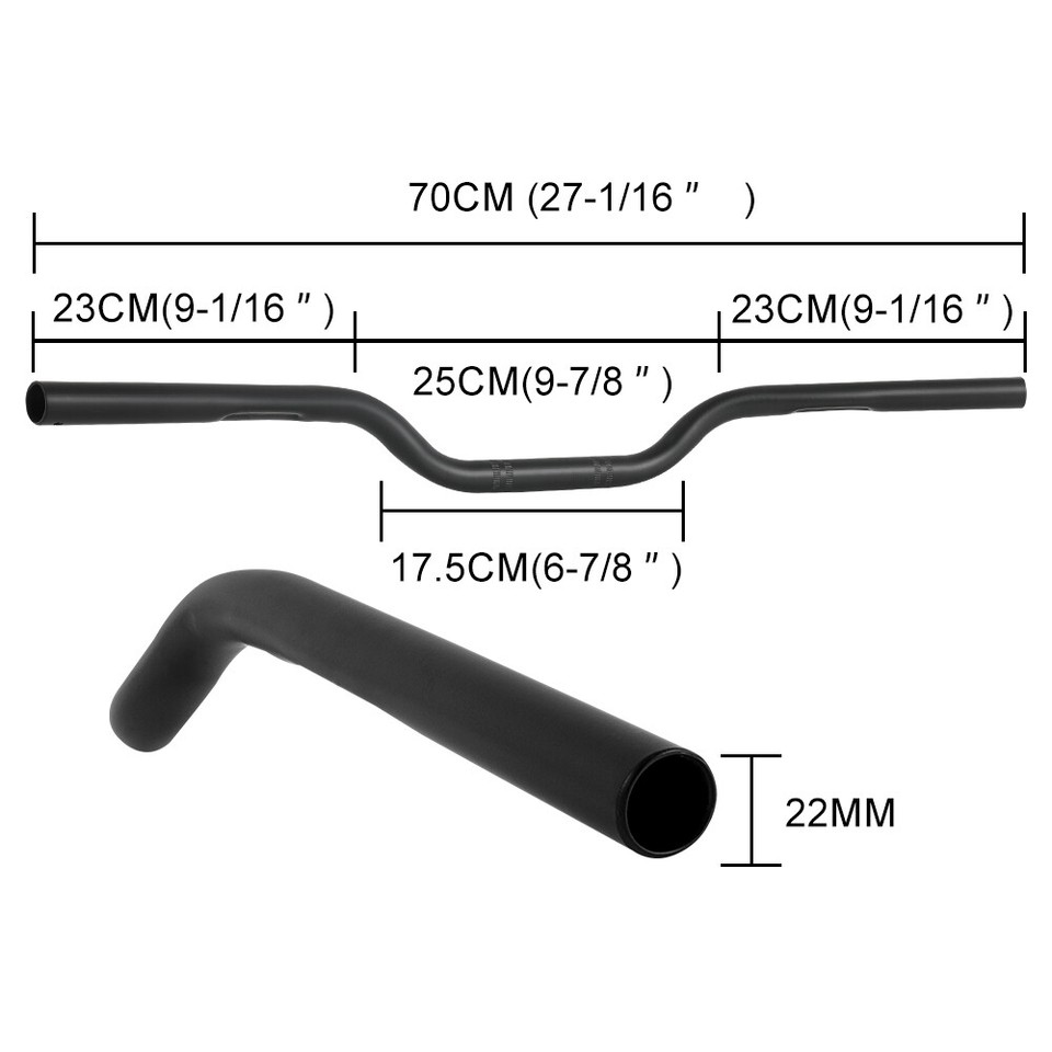 7/8" 22mm Motorcycle Retro Universal Handlebars Black Roller Bike Cafe ...