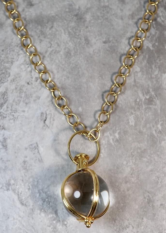 Temple St. Clair Magnified Sphere Amulet Arno Chain 18K Yellow Gold ...