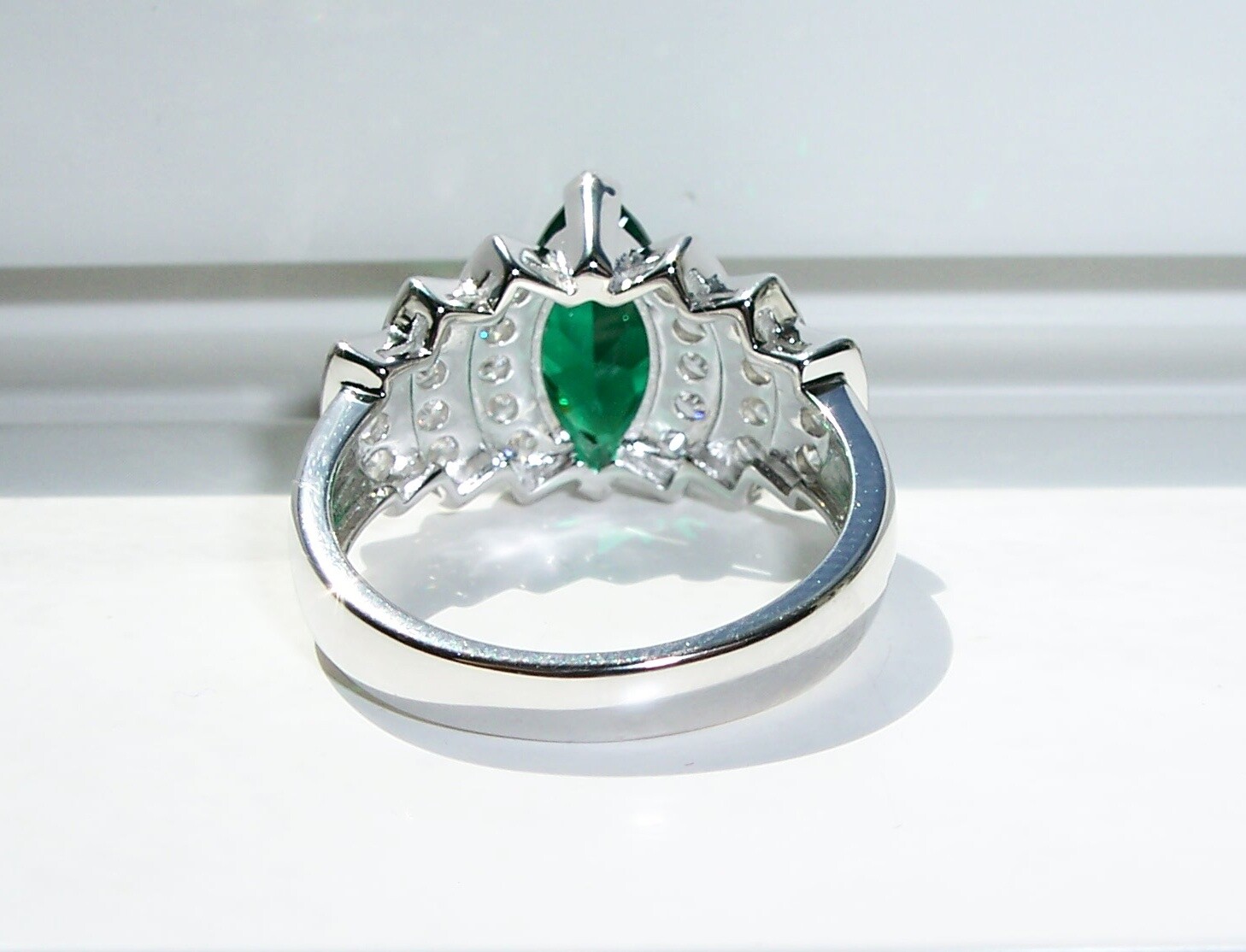 Marquise Simulated Emerald CZ Ring Stair Step Design 925 Sterling ...