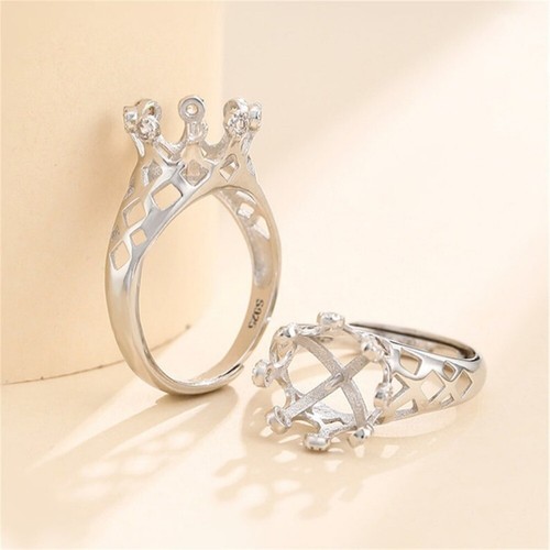 Ring Blank for 10mm Round Beads 925 Silver Ring Setting Adjustable Ring ...