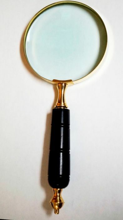 10” BRASS MAGNIFYING GLASS HAND HELD - BRASS MAGNIFIER BONE HANDLE ...