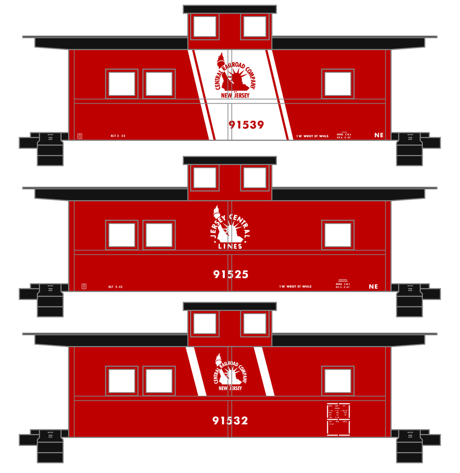 K4 O Scale Decals Central Of New Jersey CNJ Caboose White and Red | eBay