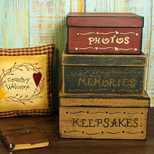 Primitive Vintage Square Photos Memories Keepsakes Cardboard Nesting ...