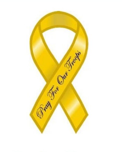 1 Piece Yellow Pray For Our Troops Patriotic 8" Ribbon Magnets ...