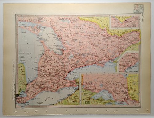 1957 Antique ONTARIO Atlas Map - Vintage Encyclopedia Britannica World ...